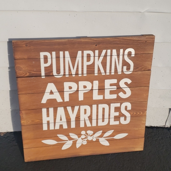 Blossom Home | Accents | Pumpkins Apples Hayrides Wooden Sign | Poshmark